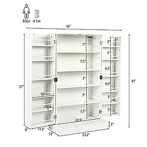 Function Home 41" Kitchen Storage Cabinet, Pantry Cabinet with Doors and Adjustable Shelves for Kitchen, Living Room and Dinning Room in White