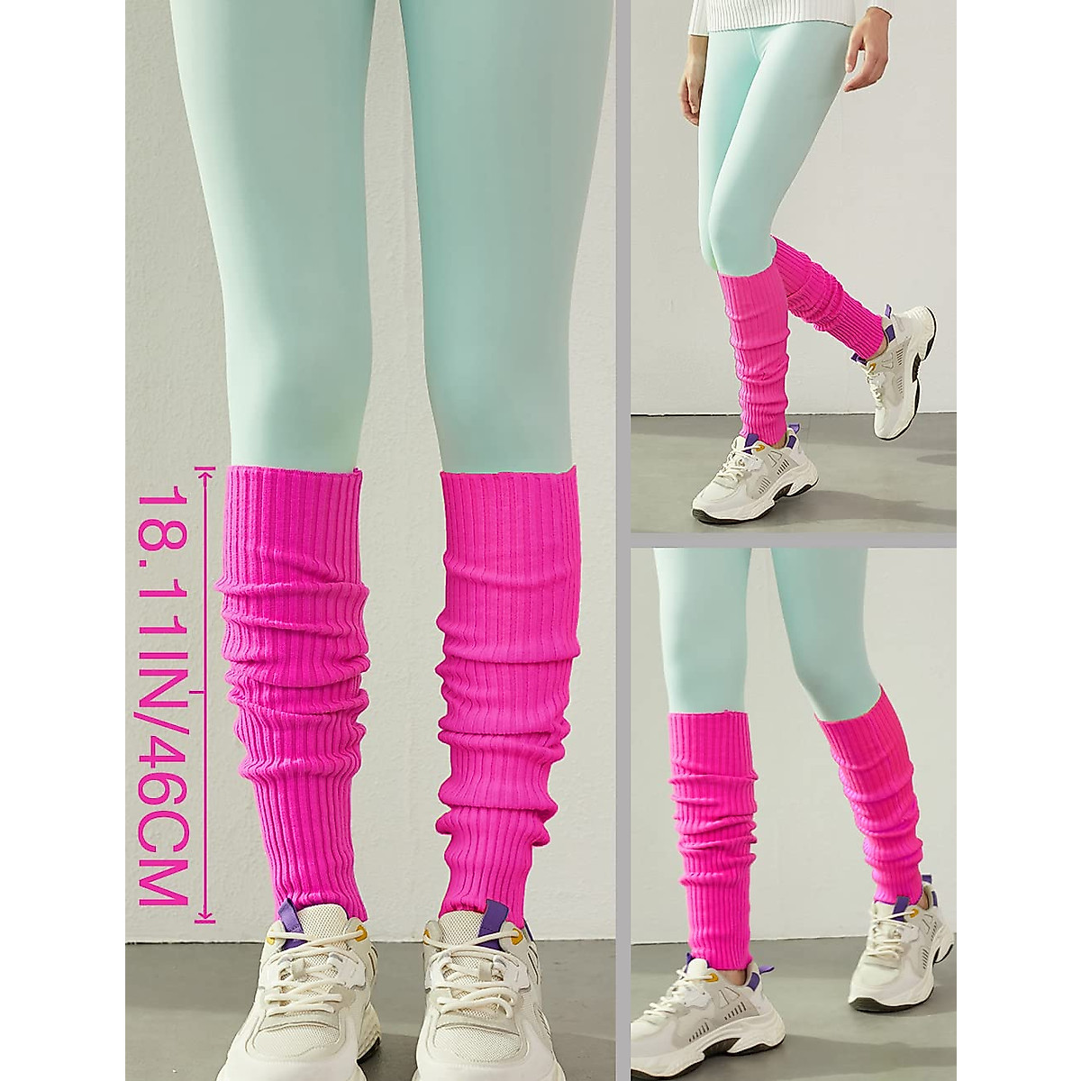 v28 Women Juniors 80s Eighty's Ribbed Leg Warmers for Party Sports(Rose)