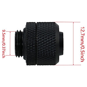 CZQC Black PC Water Cooling System Soft Tube Connector 2PCS G1/4" to 3/8" ID, 1/2" OD Compression Fitting for Soft Tubing