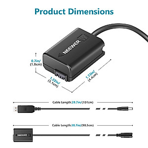 Neewer DC Coupler Replacement for NP-FW50 Dummy Battery Power Adapter with USB Cable Compatible with Sony A7 A7R A7S A7II A7RII A7SII A6500 A6400 A6300 A6100 A6000 NEX5 NEX7 DSC-RX10 II III IV