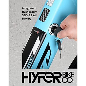 Hyper E-Ride Electric Bike, 36 Volt Battery, 700C Wheels, Blue