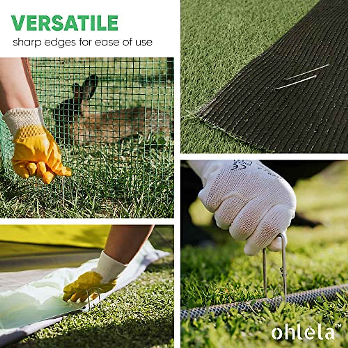 Landscape Staples 6 inch - 50 Pack Anti-Rust Metal Garden Stakes Heavy Duty with Sturdy Storage Box, 11 Gauge Ground Stakes Suitable for Anchoring Weed Barrier Fabric & Secure Irrigation Tubing