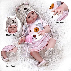 SGTD Silicone Baby Doll, 18-Inch Silicone Dolls, Handmade Silicone Realistic Girl Dolls, E