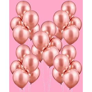 xo, Fetti Rose Gold Chrome Balloons - 25 pk, 12" | Bachelorette Party Decorations, Bridal Shower, Birthday Party, Engagement