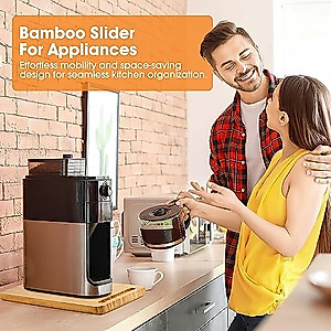 Bamboo Sliding Tray for Heavy Kitchen Appliances -Counter Slider for Stand Mixer, Air Fryer, Coffee Maker, Espresso Machine, Slides Easily from under the Cabinet (Medium - Long (9.5” X 14”))