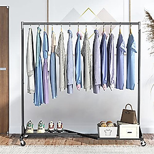 Mr IRONSTONE Upgraded Rolling Clothes Rack, Clothing Racks for Hanging Clothes, Garment Rack Heavy Duty, Commercial Clothes Rack for Clothing, Sturdy Clothes Rack with Shelves