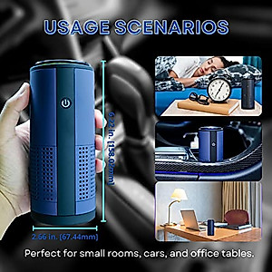 CHEERY Portable Mini Car Air Purifier, Car Odor Eliminator | Air Purifier for Car, Small Room Air Purifier, Desk Air Purifier from Dust, Pollen & Smoke (Navy Blue)