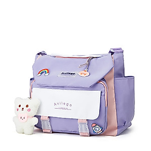 Crossbody Bags for Women Kawaii Bag with Pins Pendant Shoulder Bag Messenger Bag Cute Tote Stylish Hobo Purses Satchel 2023