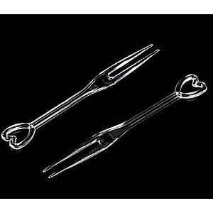 WOIWO 100pcs Disposable Plastic Fruit Forks Cocktail Sticks Party Supplies Plates Picks Cake Forks Dessert Forks