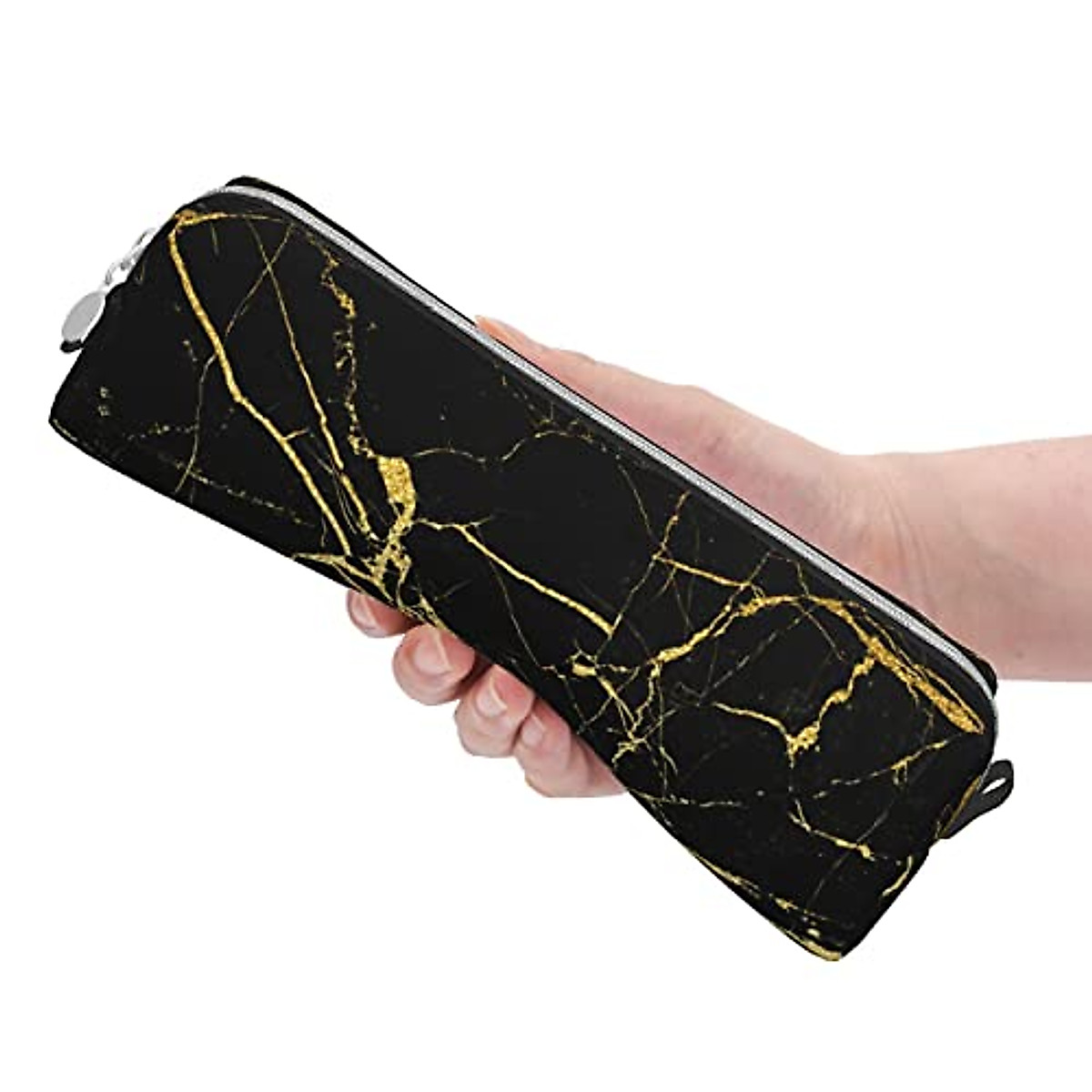 Black Gold Marble Pencil Case Boys Girls Portable Pen Bag Small Simple Pencil Pouch Holder with Zipper Work Home Travel
