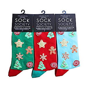 Christmas Gingerman Unisex Men Women Fun Dress Casual Pattern Crew Funny Xmas Socks Gift Box(3 pairs)