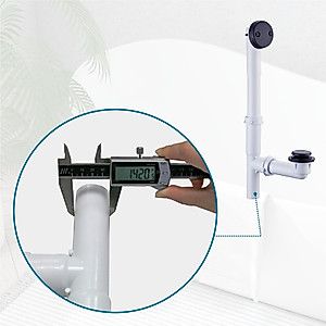 Black Tubular Tub Drain Kit with Welsan Tip-Toe Bathtub Drain Stopper, Touch-Toe Bath Plug Waste and Overflow Face Plate, 1-1/2" PVC Plastic Pipe (Matte Black)