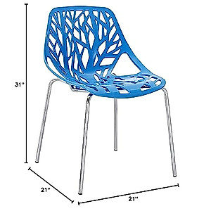 Modway Stencil Modern Stacking Kitchen and Dining Room Chair in Blue