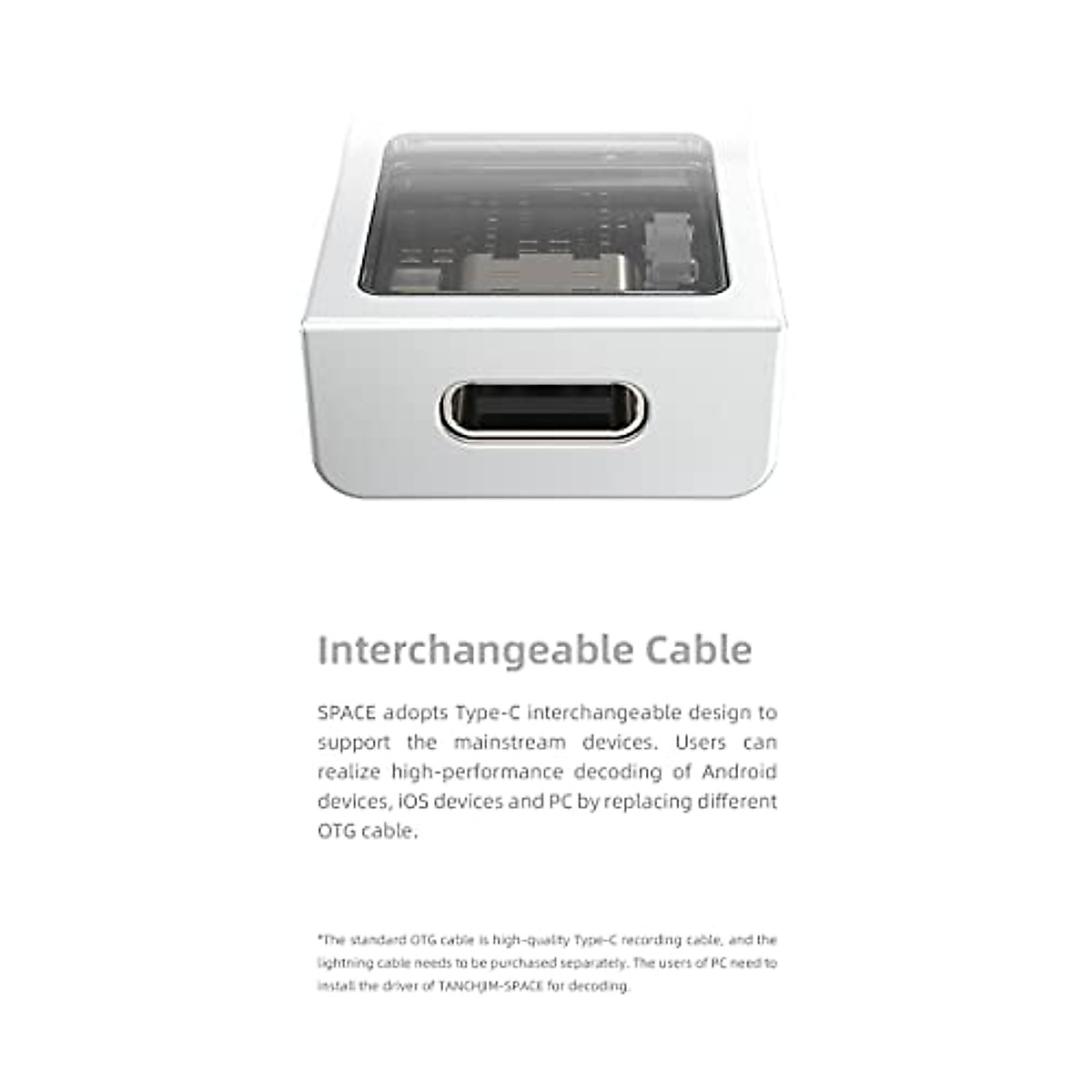 Fanmusic TANCHJIM Space Portable DAC Headphone Amplifier Support DSD256 32Bit/768kHz 3.5mm/4.4mm Output USB Type C Input DAC Amp