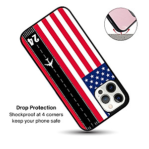Airplane Runway American Flag Pilot Airport Travel Aviation Case - Compatible with iPhone 15 - Durable Non-slip TPU Rubber Shockproof Slim Case (15)
