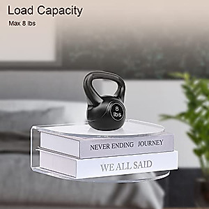 HMYHUM Acrylic Floating Nightstand Set of 2, Wall Mounted Bedside Table for Bedroom, Hanging, 8 lbs Load, 10.5" L x 10 "W x 4" H, Clear