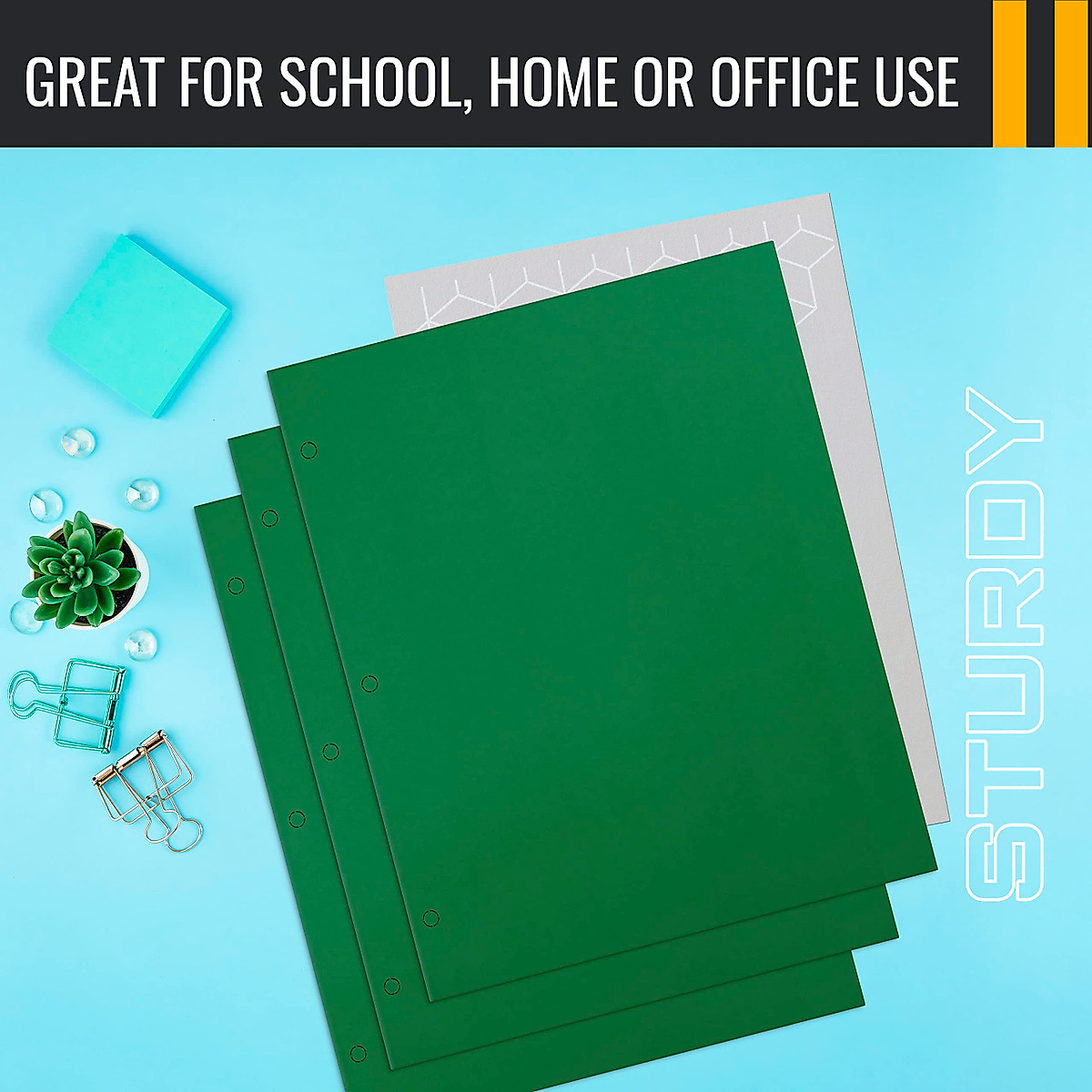 Two Pocket Portfolio Folders, 50-Pack, Green, Letter Size Paper Folders, by Better Office Products, 50 Pieces, Green