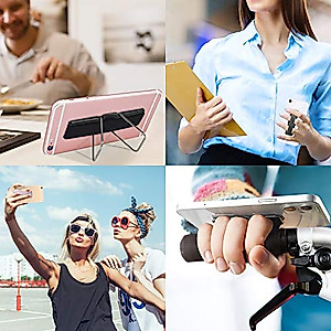 Phone Strap, CISID 4 Pcs Phone Finger Holder Back of Phone Grip with Stand Suitable for iPhone Samsung and Most Smartphones(Black Black Silver Rose Gold 4PCS)