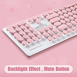 LexonElec Wired USB Keyboard Mouse Combo Gamer N518 104 Keys White LED Backlit Punk Keycap Ergonomic Pro Gaming Keypad + 1600DPI 4 Buttons Optical Game Mice for Laptop PC (Pink & White Light)