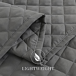 HOMBYS 3 Piece Oversized King Quilt Set Bedspread 128x120 Reversible Lightweight Coverlet Summer Comforter Set (Super King Plus (128x120), Grey)