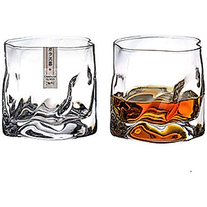 Generic Japanese Edo Designer Crumple Paper Irregular Shape Crystal Faceted Der Whiskybecher Whiskey Whisky Rock Glass Artwork Wine Cup (2 Pcs)