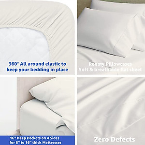 Mattress-Homes 600 Thread Count 100% Long Staple Soft Cotton, 4 Piece Sheets Set, RV Short Queen Size, Smooth & Soft Sateen Weave, Ivory Solid Short Queen Sheet Set for Rv Camper