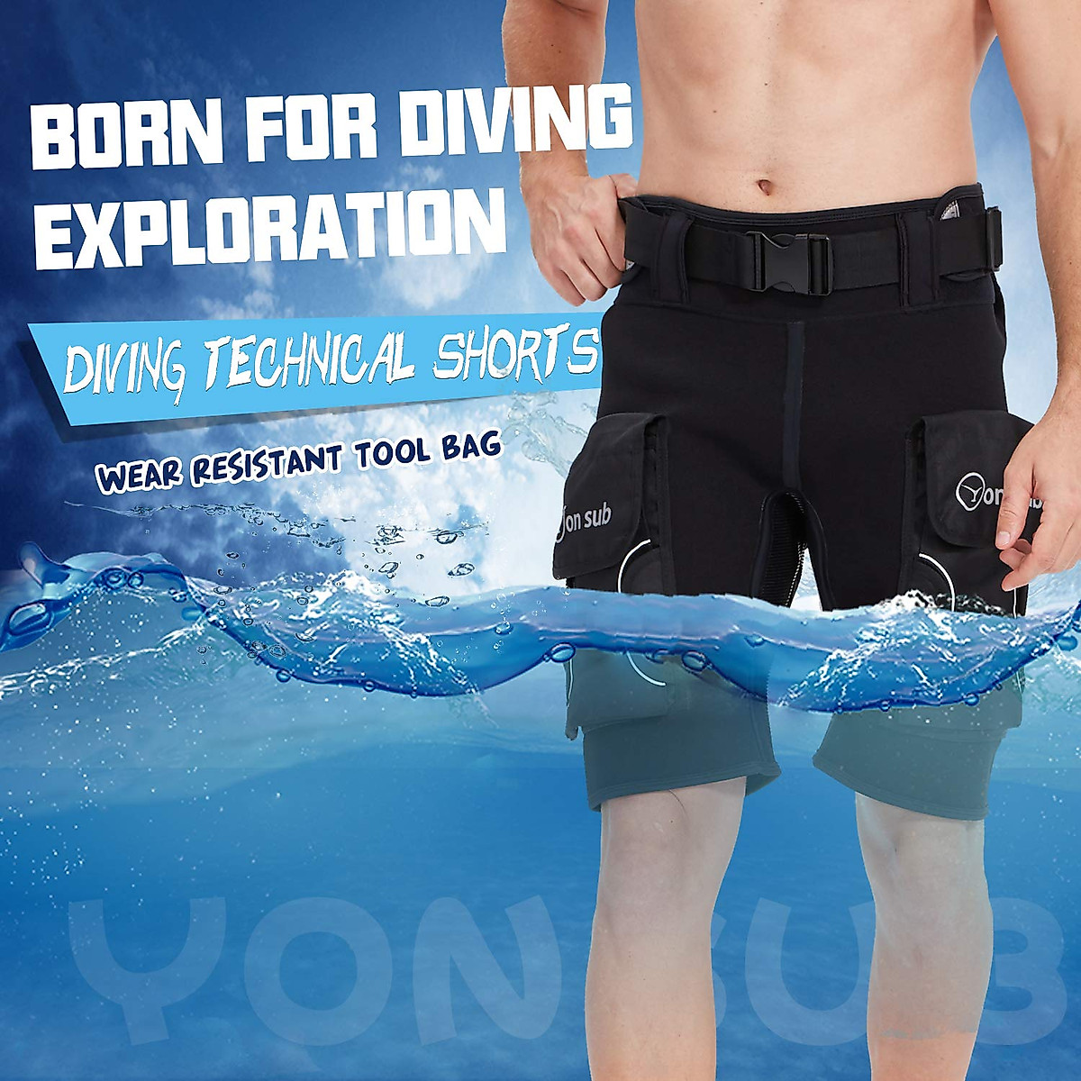 yonsub Diving Wetsuit Shorts Neoprene Men Submersible D Ring Short Pants Mens Rubber Printed Technical Surf Snorkeling Equipment