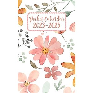 Pocket Calendar 2023-2025 For Purse: 2 Years and Half From July 2023 To December 2025 Monthly Planner | Floral Themed Cover | Appointment Calendar ... , Birthdays | Contact List | Password Keeper