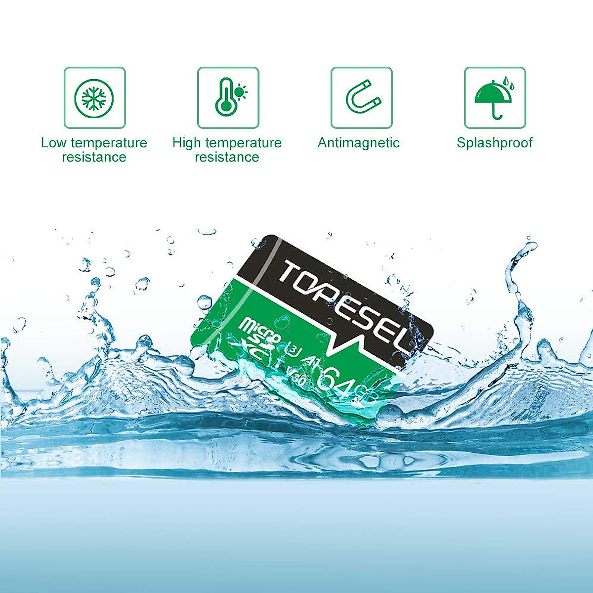 TOPESEL 64GB Micro SD Card 2 Pack Memory Cards U3 V30 Micro SDXC UHS-I TF Card for Camera/Drone/Dash Cam(2 Pack U3 V30 A1 64GB)