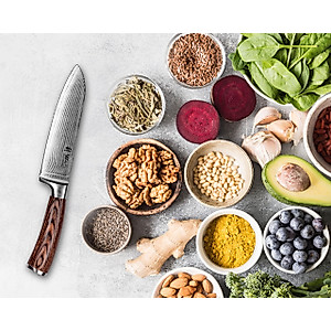 Wakoli EDIB 4-pcs Damascus Knife Set I Professional Kitchen Knives made of Japanese Damascus Steel VG10 Chef Knife Set with Pakka Wood Handle in Gift Box