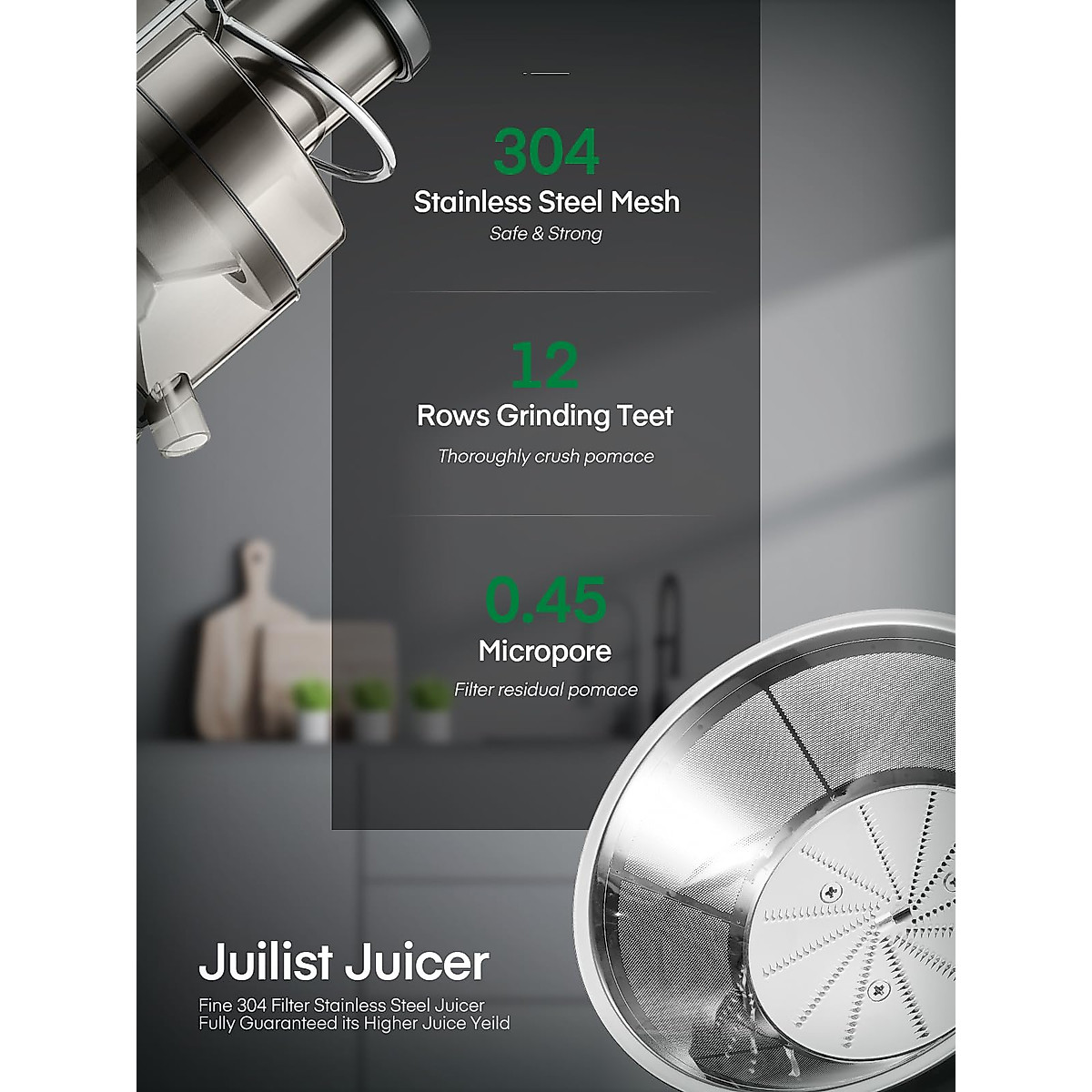 Juicer Machines, 600W Centrifugal Juicer Extractor with Wide Mouth 3” Feed Chute, 1200W Peak Power for Hard & Soft Fruit Vegetable, Easy to Clean, Stainless Steel, Silver