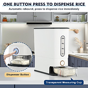Ubooop 26.5 Lbs Rice Dispenser, Large Dry Food Dispenser with Measuring Cup, for Rice, Beans, Cereals, Perfect for Kitchen Pantry Organization