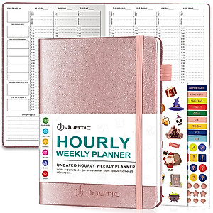 Planner – Undated Weekly & Monthly Life Planner with Time Slots, Appointment Book and Daily Organizer, Lasts 1 Year, A4 Size Hardcover – Rose Gold