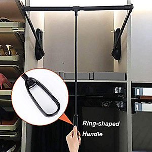 Drop-Down Wardrobe Hanger, Adjustable Aluminum Closet Storage Rack, Large Retractable Cloth Hanger, Save Space, Load 30KG (Size : 510-650mm)