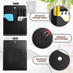 Patelai 3 Pcs Magnetic Wall File Holder Refrigerator Magnetic Locker Mail Organizer Wall Mount for File Cabinets Paper Magazine Pockets Storage Office(Multi Size,Black)