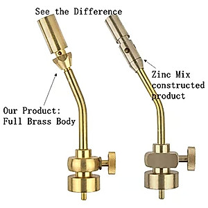 BLUEFIRE Solid Brass Jumbo Pencil Flame Gas Welding Torch Head Nozzle Upgraded Full Metal Version Fuel by MAPP MAP Pro Propane CGA600 Cylinder Bottle (Torch Only)