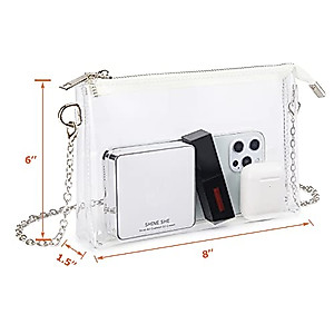 COZYOFFI Clear Purse for Women Stadium Approved Transparent Crossbody Bag for Concert Sports (Silver)