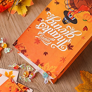 VGOODALL 36PCS Thanksgiving Treat Bags, Fall Leaves Gift Bag with Stickers Thanksgiving Gift Bags for Thanksgiving Fall Autumn Party Supplies