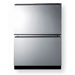 Summit Appliance ADFD243OS 24" Wide Outdoor 2-Drawer All-Freezer, Stainless Steel/Panel-Ready Door, Black Cabinet, Frost-Free, ADA Compliant