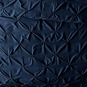 Linen Market Premium Handmade 3-Piece Pinch Pleated Duvet Cover Queen/Full Size Set Ultra-Soft Microfiber, Zipper Closure, Internal Ties, Elegant Comfort & Durable - Queen/Full Duvet Cover