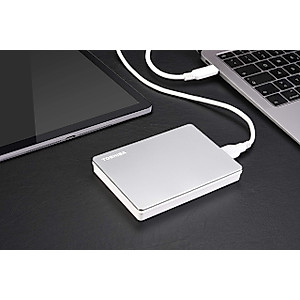 Toshiba Canvio Flex 1TB Portable External Hard Drive USB-C USB 3.0, Silver for PC, Mac, & Tablet - HDTX110XSCAA