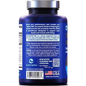 Testosterone Booster Supplement for Men - Male Enhancing Test Boost - Ashwagandha, Tongkat Ali, Rhodiola, Tribulus, Vitamin D3, B6, B12 - Workout, Muscle Builder, Strength, Energy, Performance - 120ct