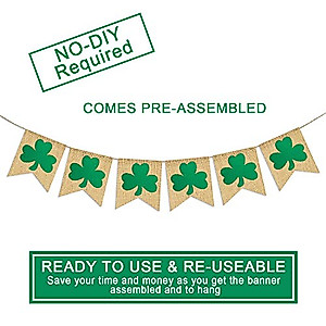 Rustic Shamrock Garland | Burlap Shamrock Garland Banner | St. Patricks Day Decorations | Burlap Clover Garland Banner | Irish Day Celebration Decor 