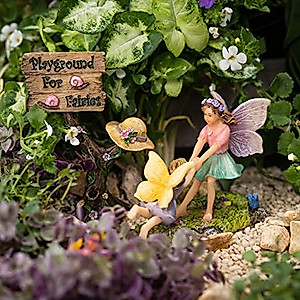 PRETMANNS Fairy Garden Accessories Outdoor - Fairies for Fairy Garden - Miniature Fairy Garden Fairies for Garden - Boy & Girl Garden Fairies Supplies - Fairy Garden Figurines Playground Kit 4 Pieces