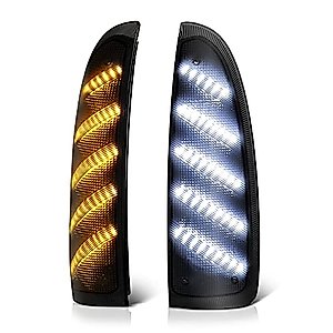 [Sequential Turn Signal] VIPMOTOZ Switchback Full LED Smoke Side Marker Light Lamp Assembly Replacement Pair For 2003-2007 Ford F250 F350 Super Duty Pickup Truck Towing Mirror
