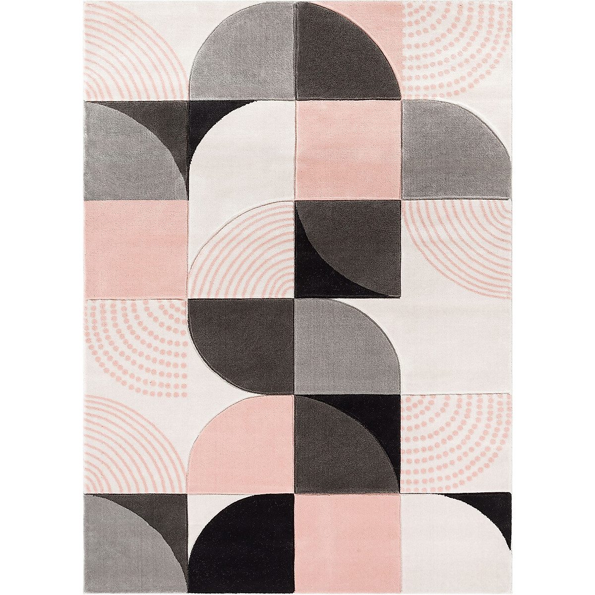 Well Woven Good Vibes Margot Blush Pink Modern Geometric Boxes & Lines 3D Textured 3'11" x 5'3" Area Rug