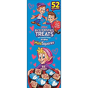 Kellogg's Rice Krispies Treats Mini Squares Marshmallow Snack Bars, Valentine's Day Treats, Kids Snacks, Original with Holiday Sprinkles, 52 Ct