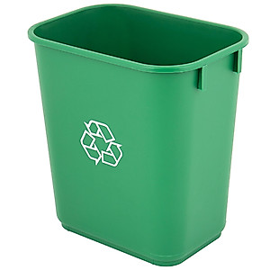 Mix.Home 10 Gallon Green Rectangular Wastebasket Restaurant Trash can Commercial Trash can Office Plastic Trash can Bathroom Garbage bin Rectangular Trash cans for Kitchen Janitorial Trash can