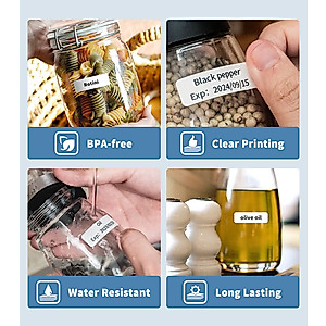 D30 Label Maker with 4 Tapes - Black on Pink, Purple, White Tape, Mini Bluetooth Label Printer, Portable Smart Phone Handheld Sticker Mini Labeler Inkless Rechargeable, BPA-Free