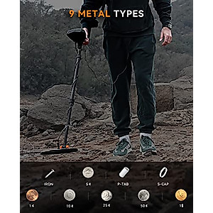 SUNPOW Metal Detector, IP68 Waterproof Coil, Identify 9 Types of Metals, High Accuracy, 10 Inch Detection Depth, 5 Modes, Strong Anti-Interference, Suitable for Adults and Kids (OT-MD07)
